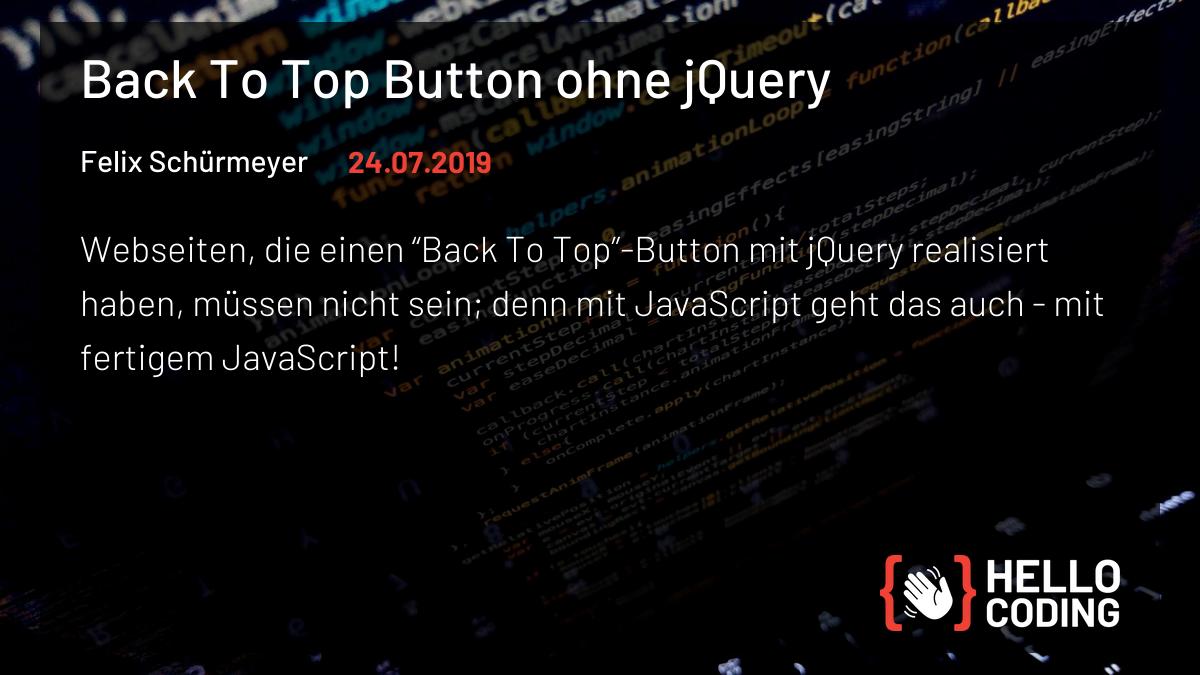 Back To Top Button Ohne Jquery Hellocoding 7718