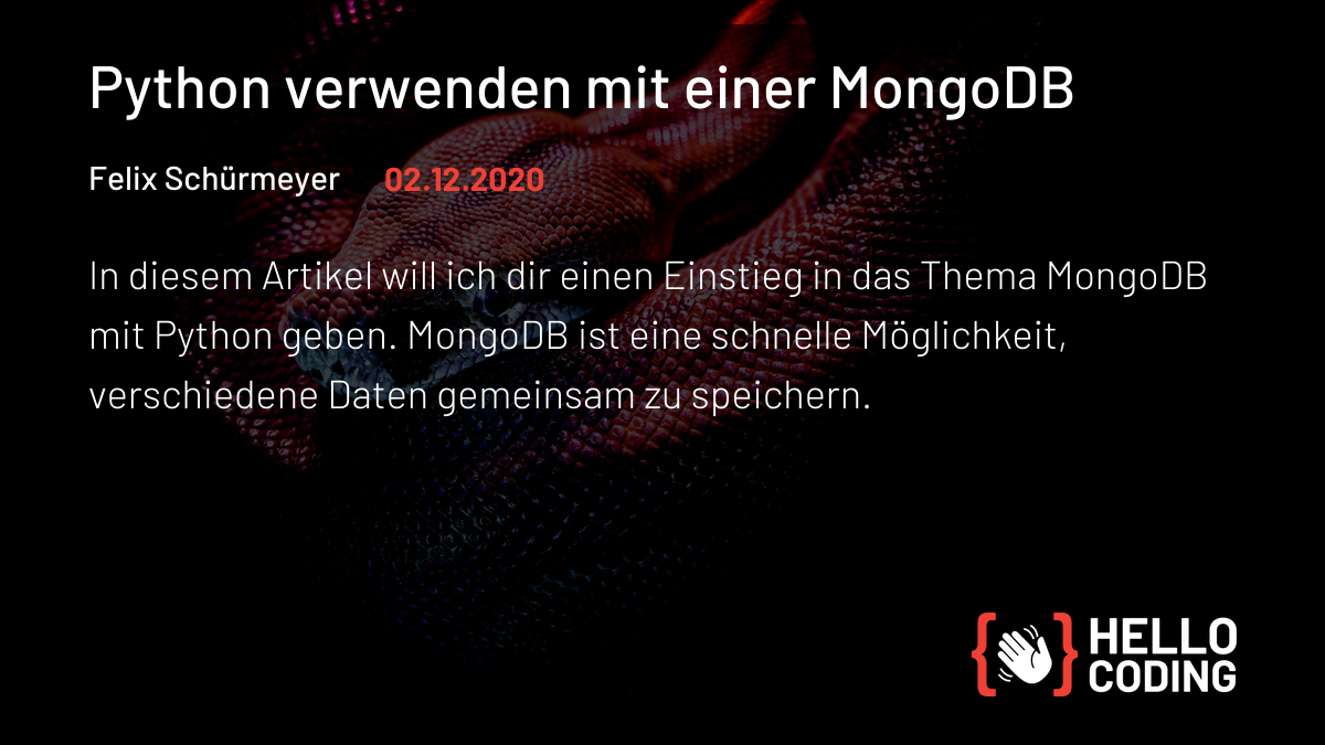 Python verwenden mit einer MongoDB | HelloCoding